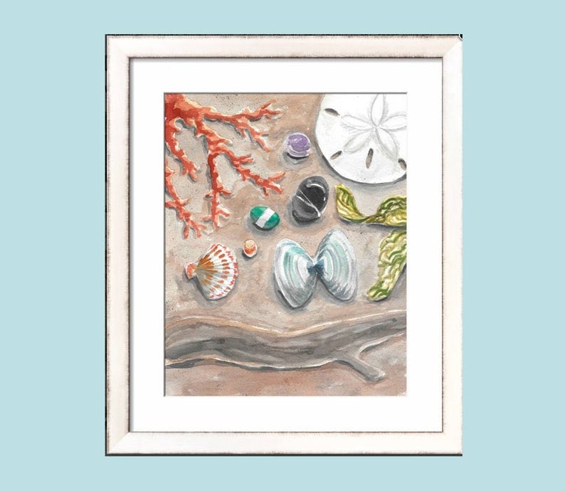 Beach Art Ocean Theme Decor Watercolor Art Print Beach - Etsy