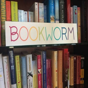 Bookworm Wood Sign Book Lover Small Wood Sign Colorful | Etsy
