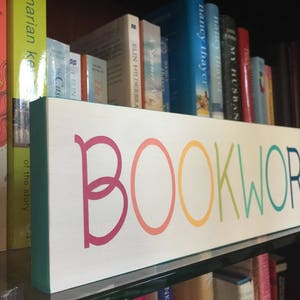 Bookworm Wood Sign Book Lover Small Wood Sign Colorful | Etsy