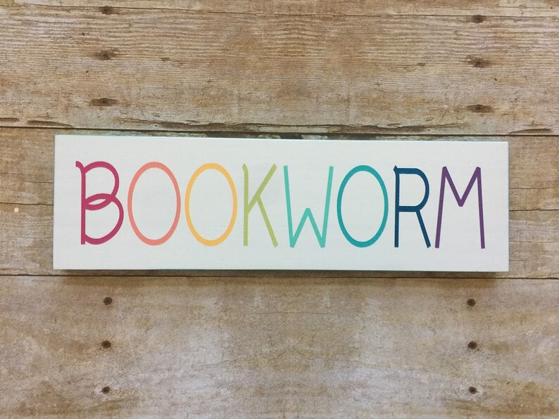 Bookworm Wood Sign Book Lover Small Wood Sign Colorful | Etsy