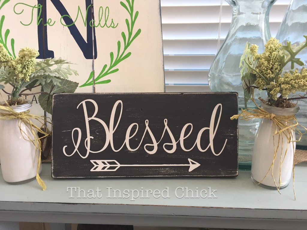 Rustic Distressed Blessed Wood Sign Farmhouse Decor Fixer - Etsy