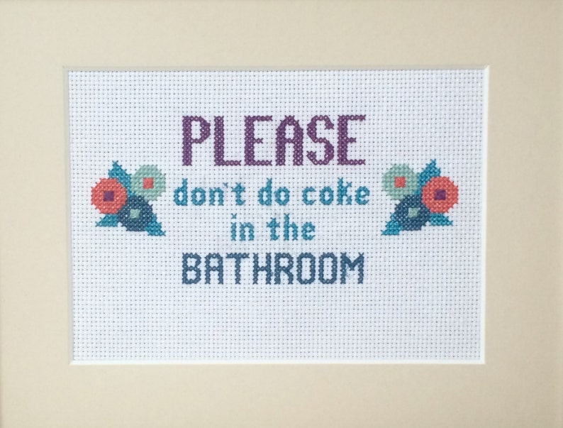 Please Don't Do Coke in the Bathroom Funny Cross Stitch - Etsy