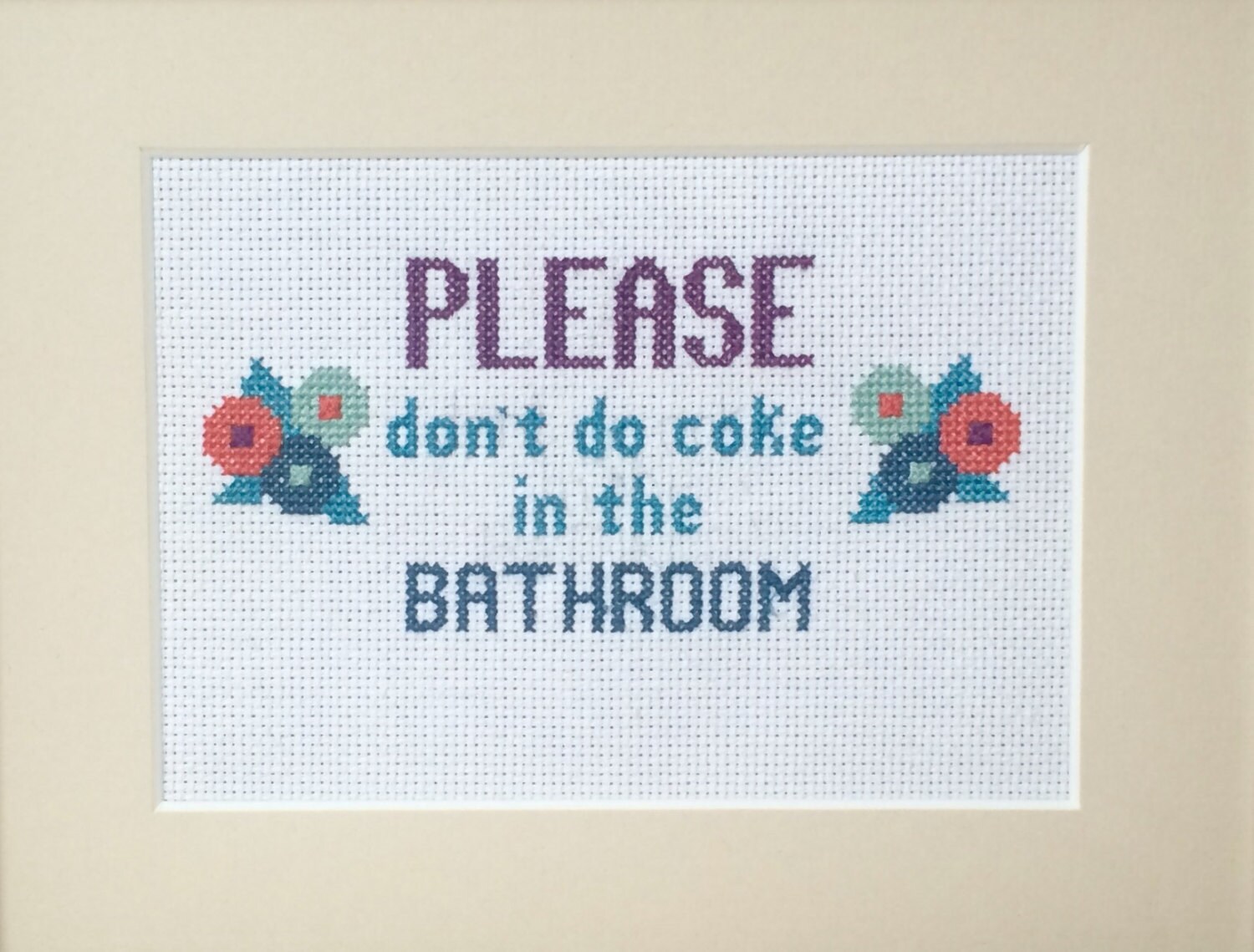 Please Don't Do Coke in the Bathroom Funny Cross Stitch - Etsy