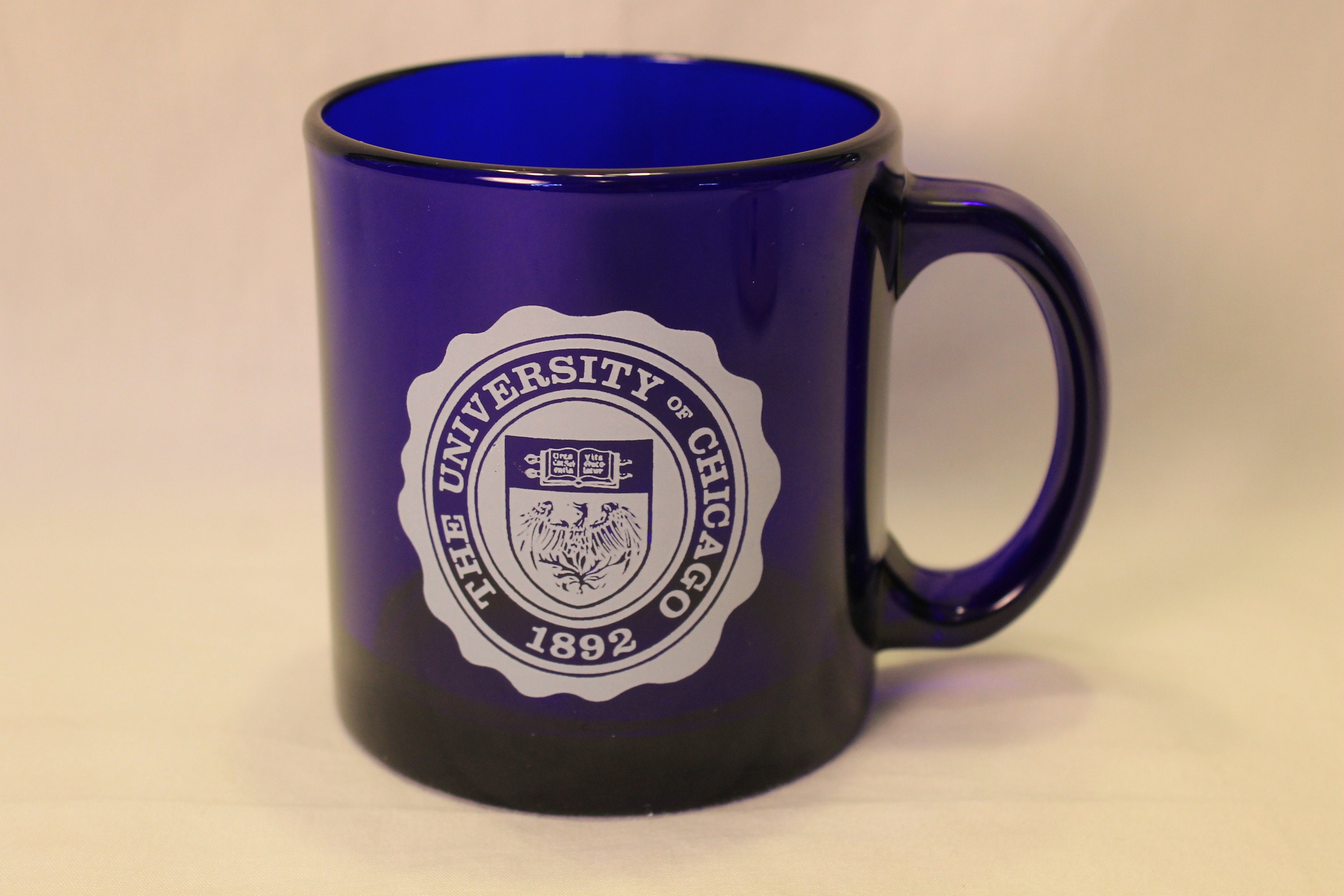 University of Chicago Vintage Cobalt Blue Glass Mug Cup | Etsy