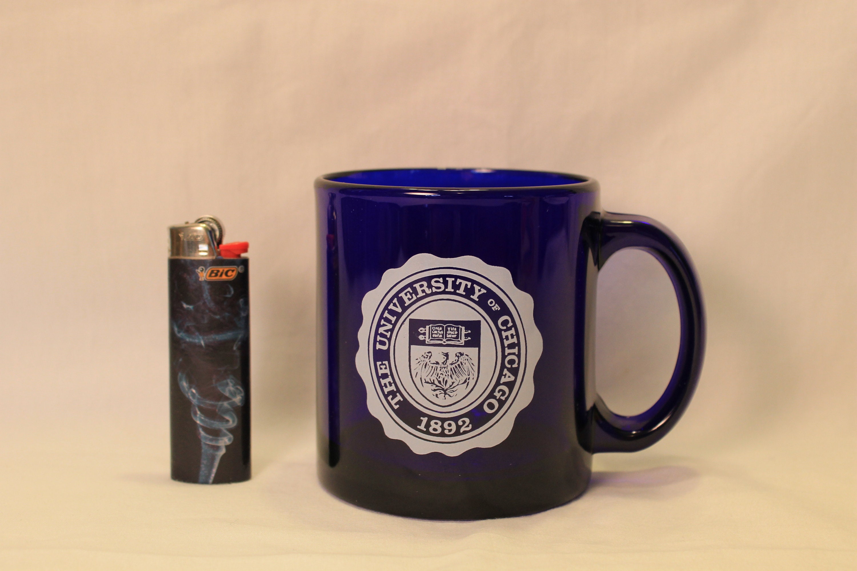 University of Chicago Vintage Cobalt Blue Glass Mug Cup | Etsy