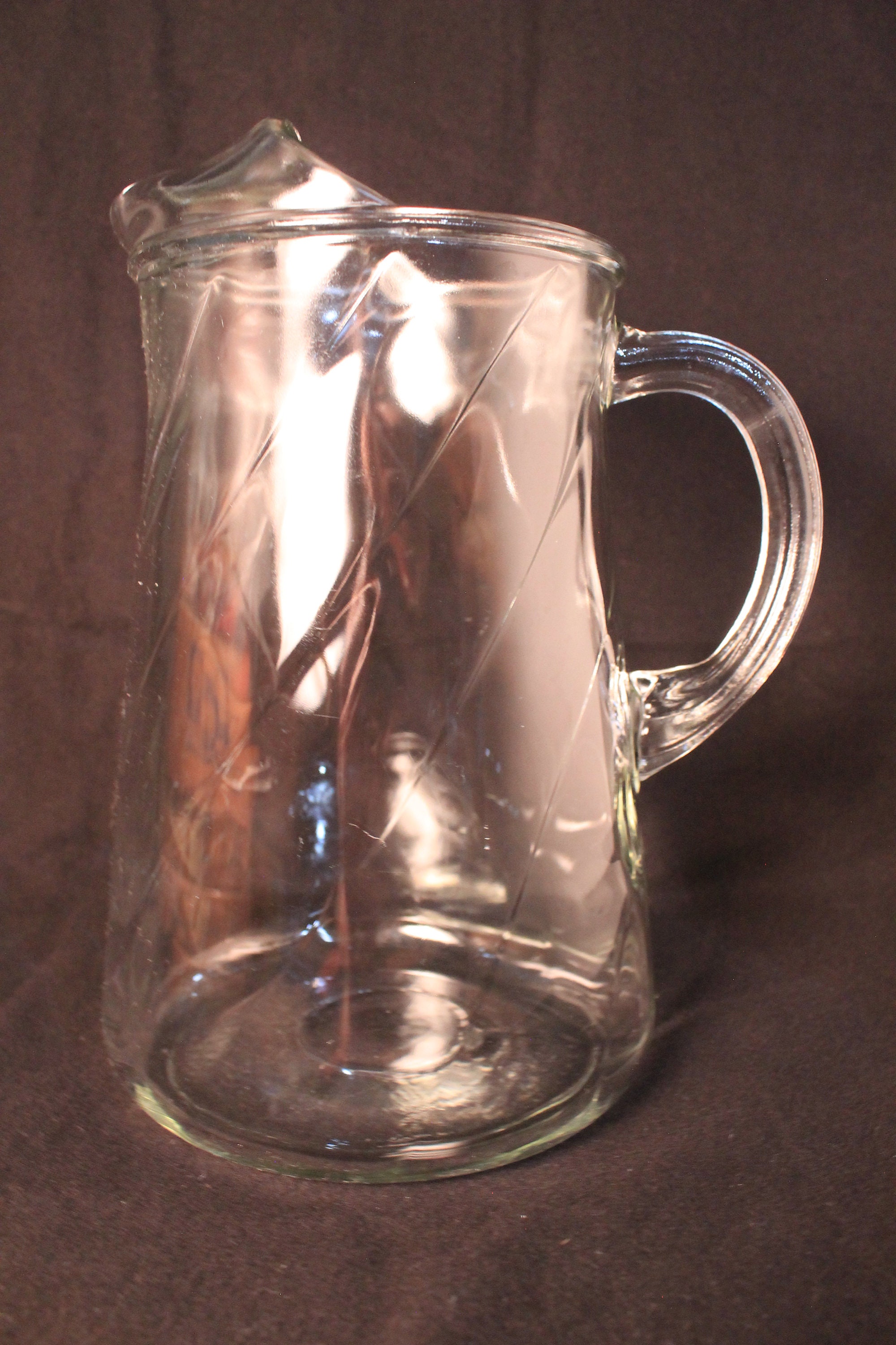 Vintage Clear Glass Pitcher - Etsy
