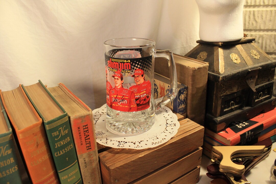 Vintage NASCAR Busch Series #44 Glass Beer Mug Slim Jim Racing Team ...
