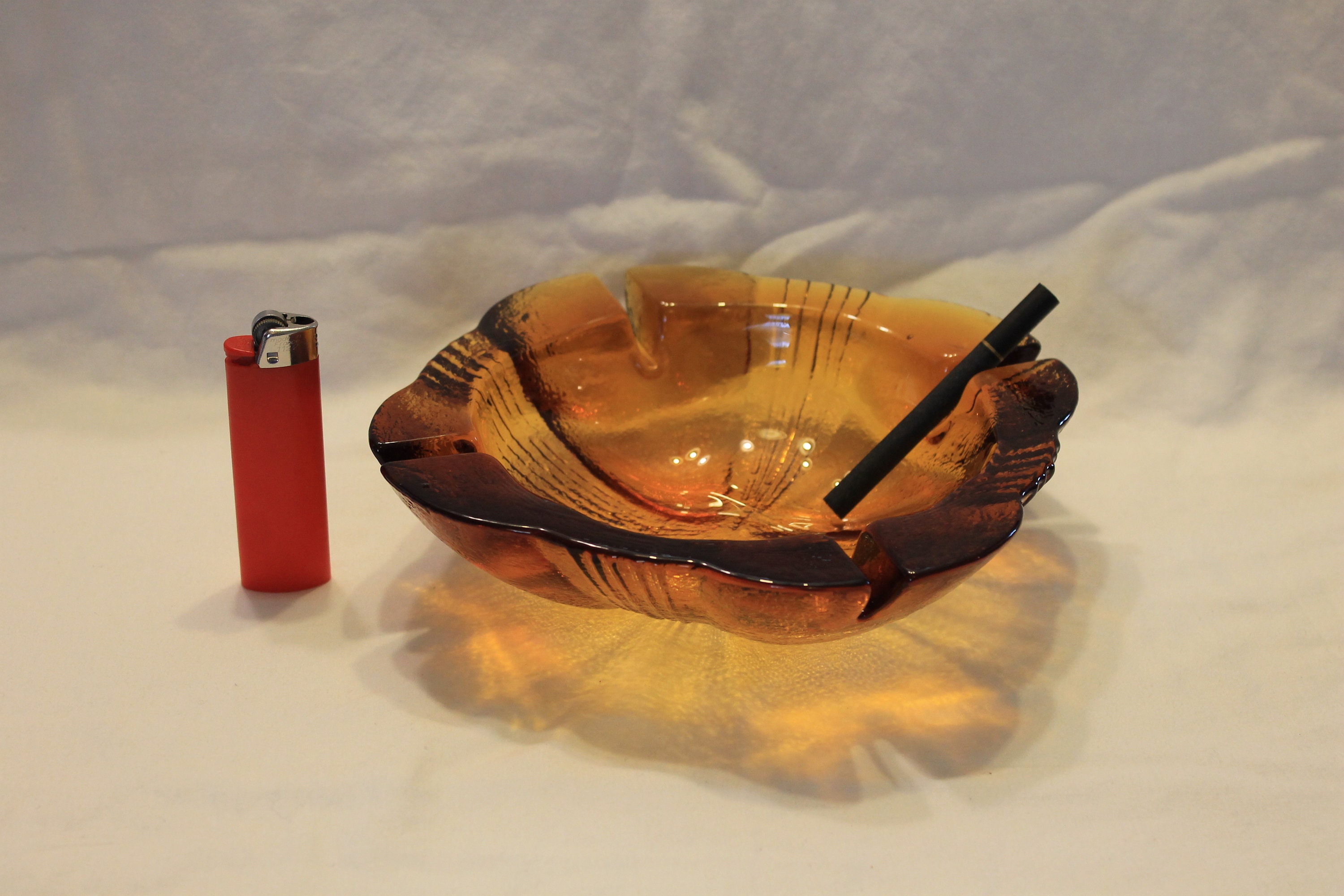 Vintage Amber Glass Ashtray | Etsy