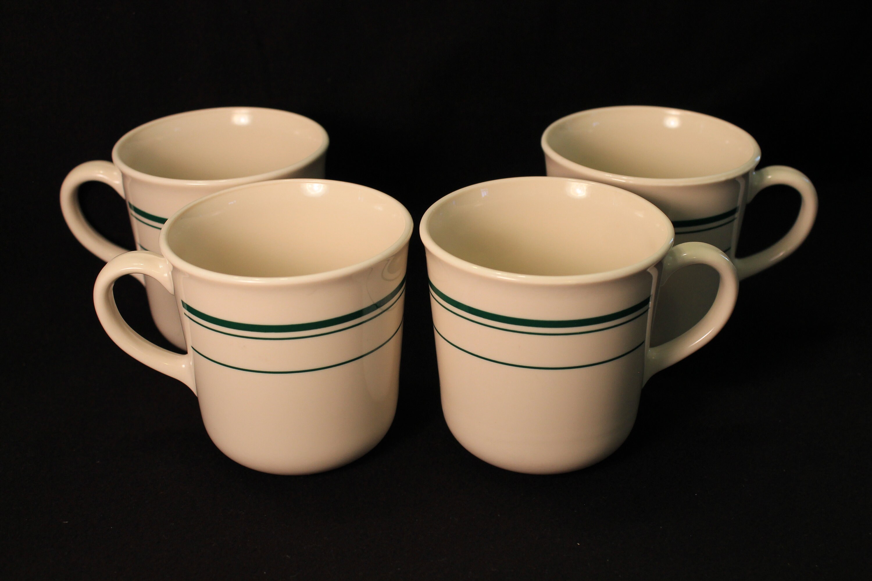 Corning Mugs Vintage Set of Four Green Stripes | Etsy