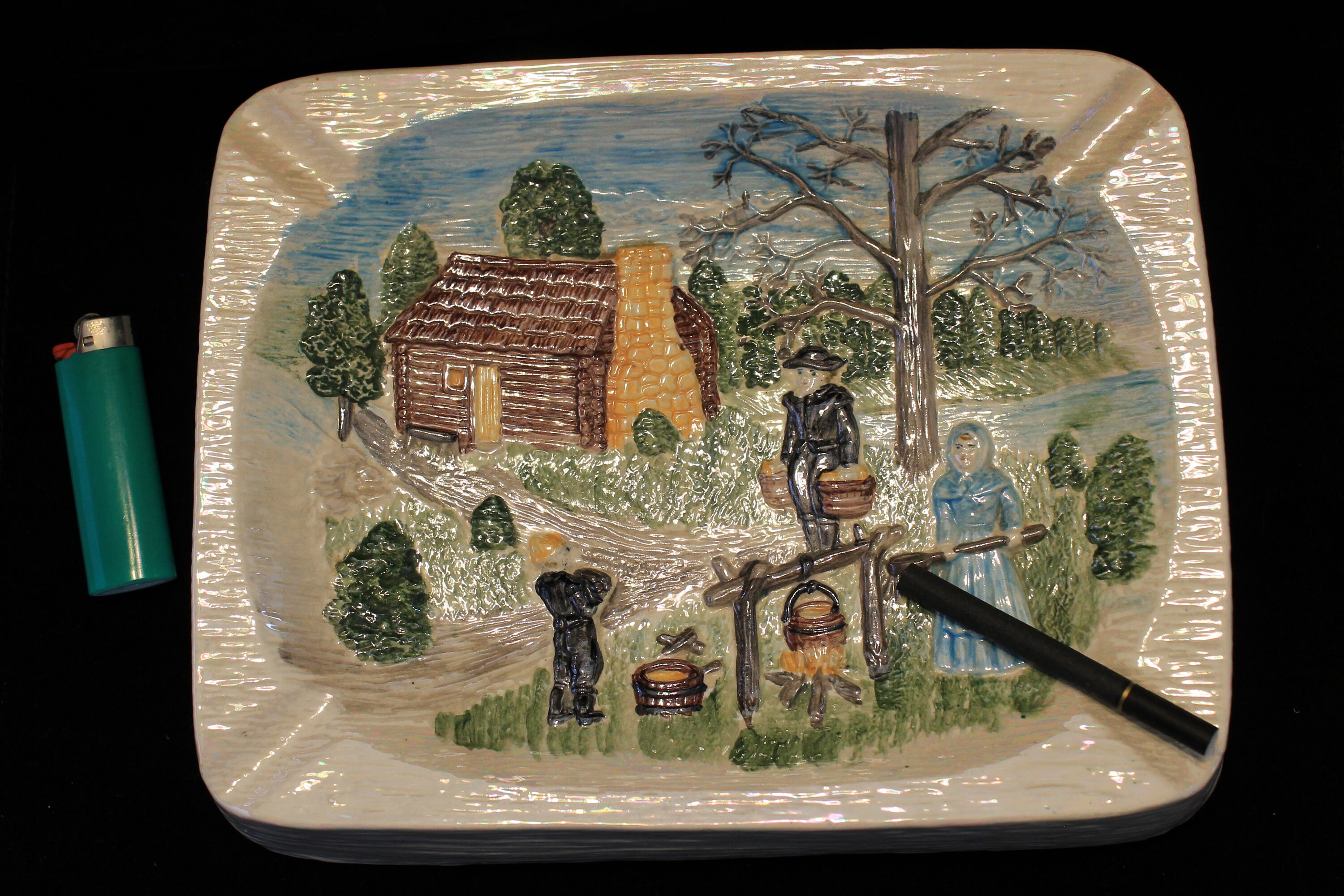 Vintage Large Ceramic Log Cabin Scene Ashtray Great Gift | Etsy