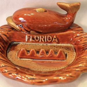 Florida Dolphin Ashtray Vintage Brown Glazed Ceramic Pottery - Etsy