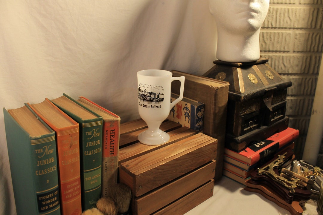 Cass Scenic Railroad and Country Store Vintage White Milk Glass Footed ...