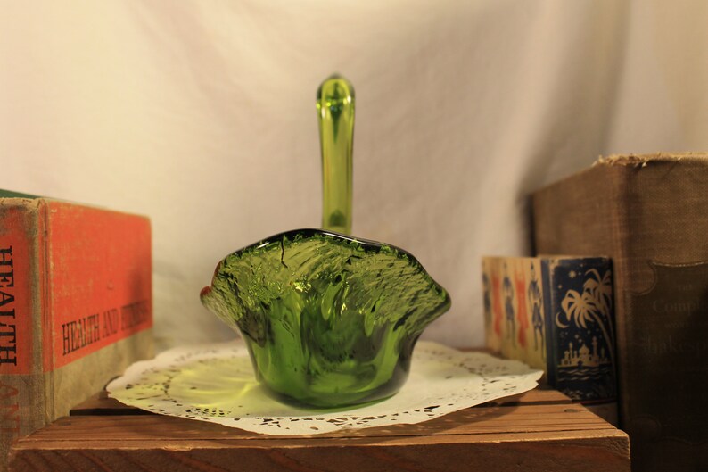 Vintage Green Glass Swan Art Glass Hand Blown by Rainbow - Etsy