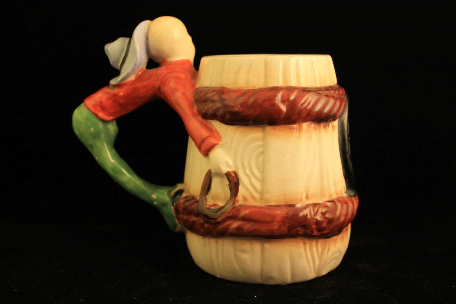 Occupied Japan Cowboy Barrel Mug Ceramic Red Shirt Green Pants | Etsy
