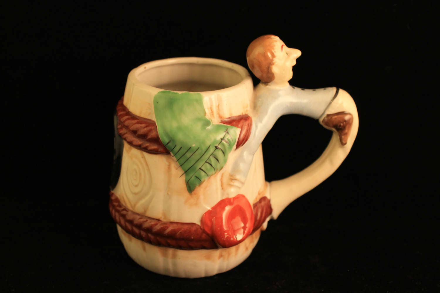 Occupied Japan Cowboy Barrel Mug Ceramic Light Blue Shirt Beige Pants ...