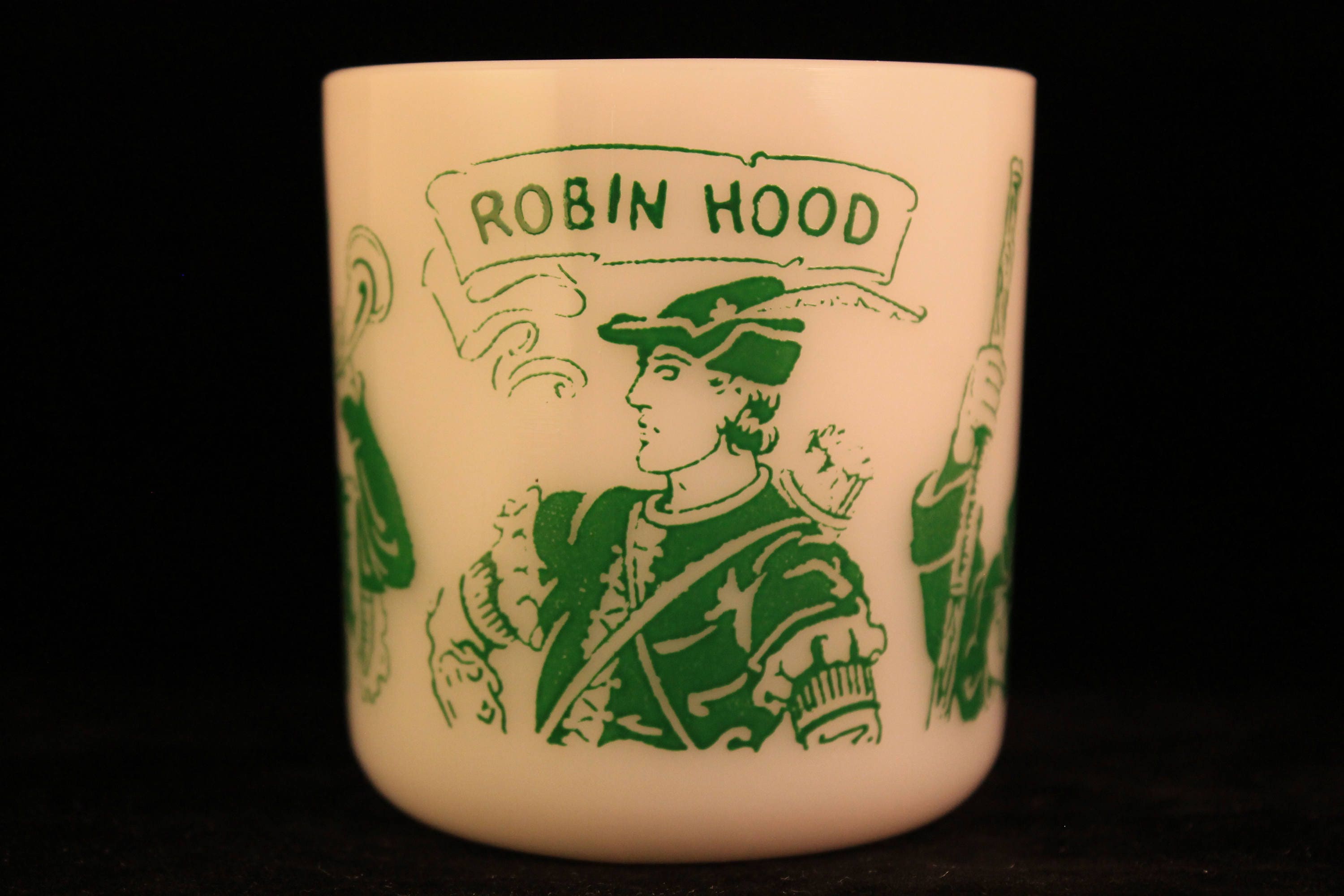 Vintage Robin Hood Milk Glass Child's Mug Cup Green | Etsy
