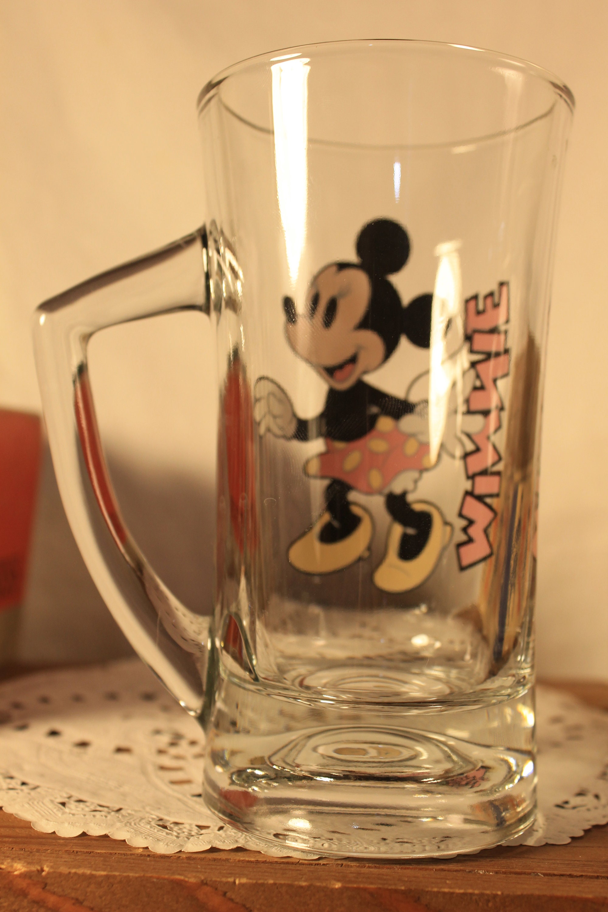 Walt Disneys Minnie Mouse Beer Mug vintage Clear Glass Travel | Etsy