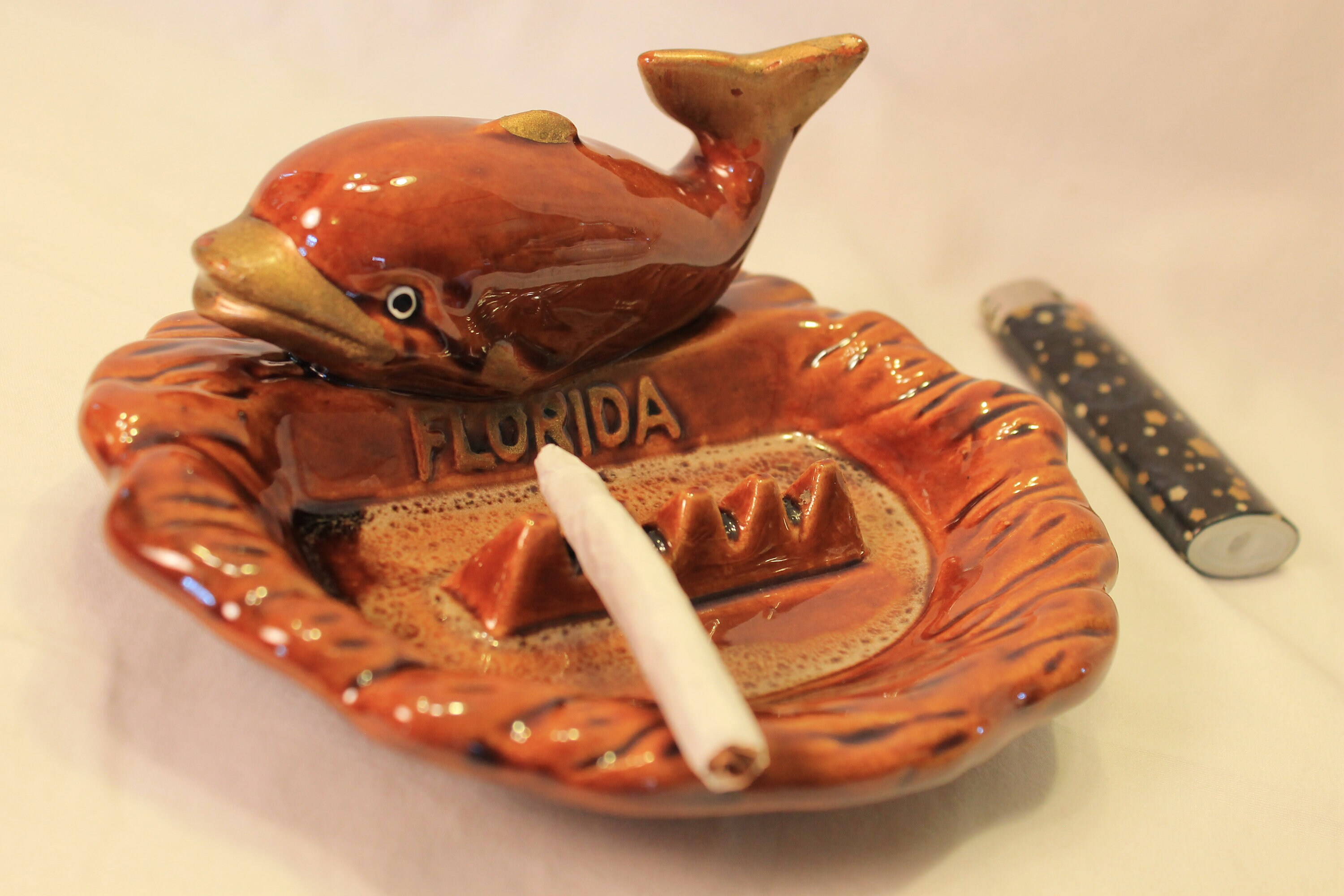 Florida Dolphin Ashtray Vintage Brown Glazed Ceramic Pottery | Etsy