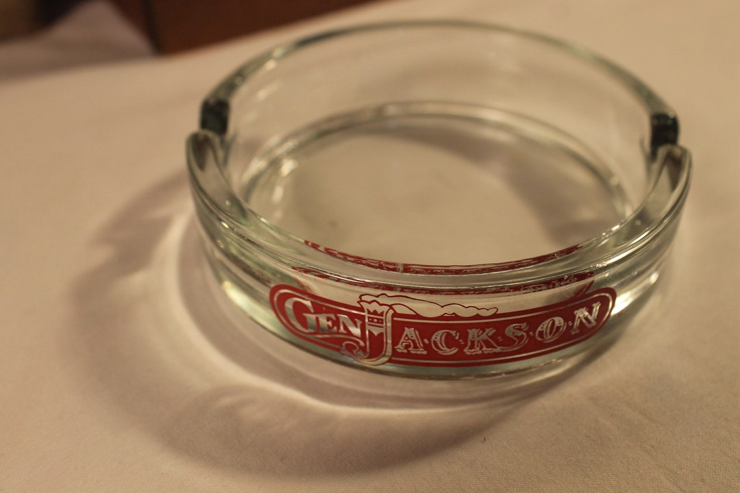 Vintage Gen Jackson Cigarette Ashtray Round Clear Glass Red - Etsy