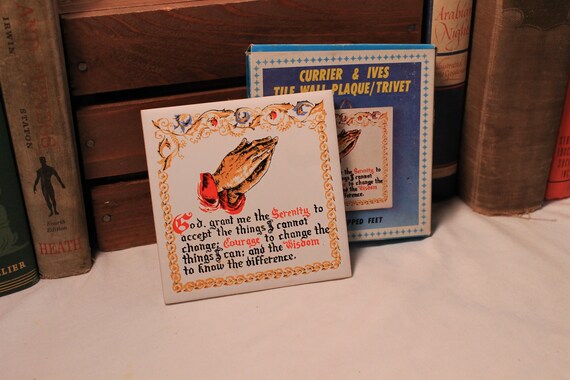 Praying Hands Serenity Prayer Kitchen Ceramic Tile Trivet With - Etsy