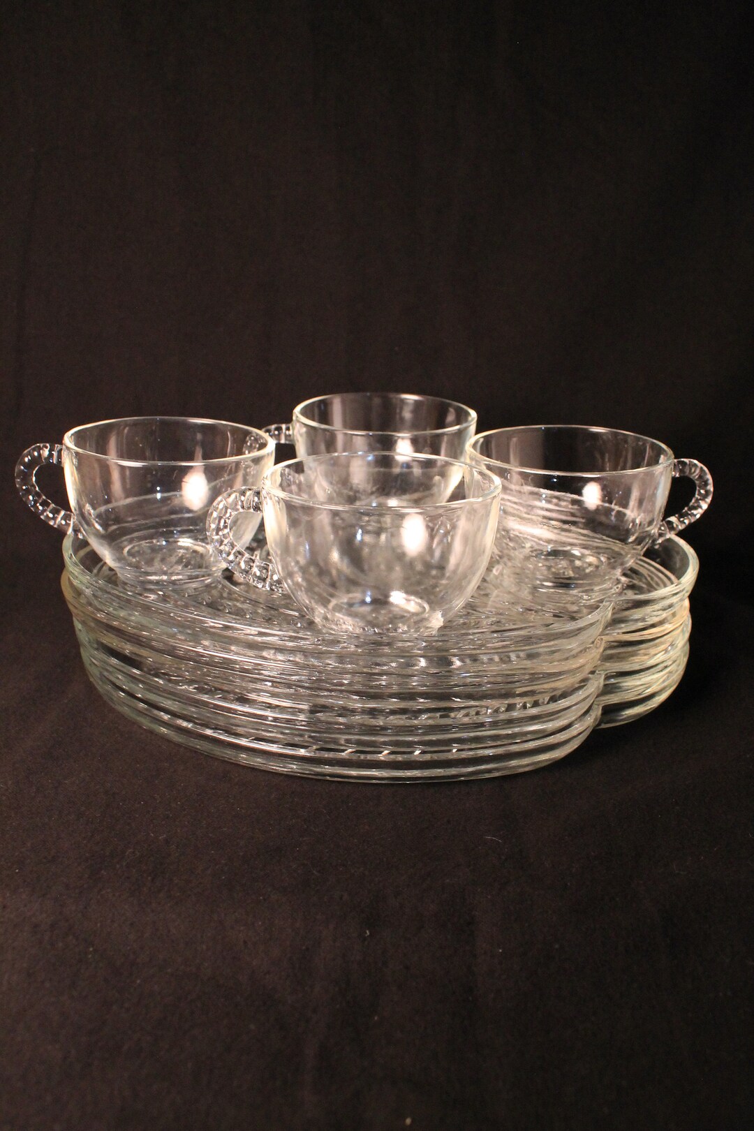Vintage Snack Set Federal Glass USA 8 Piece Set, Trays/cups "homestead ...