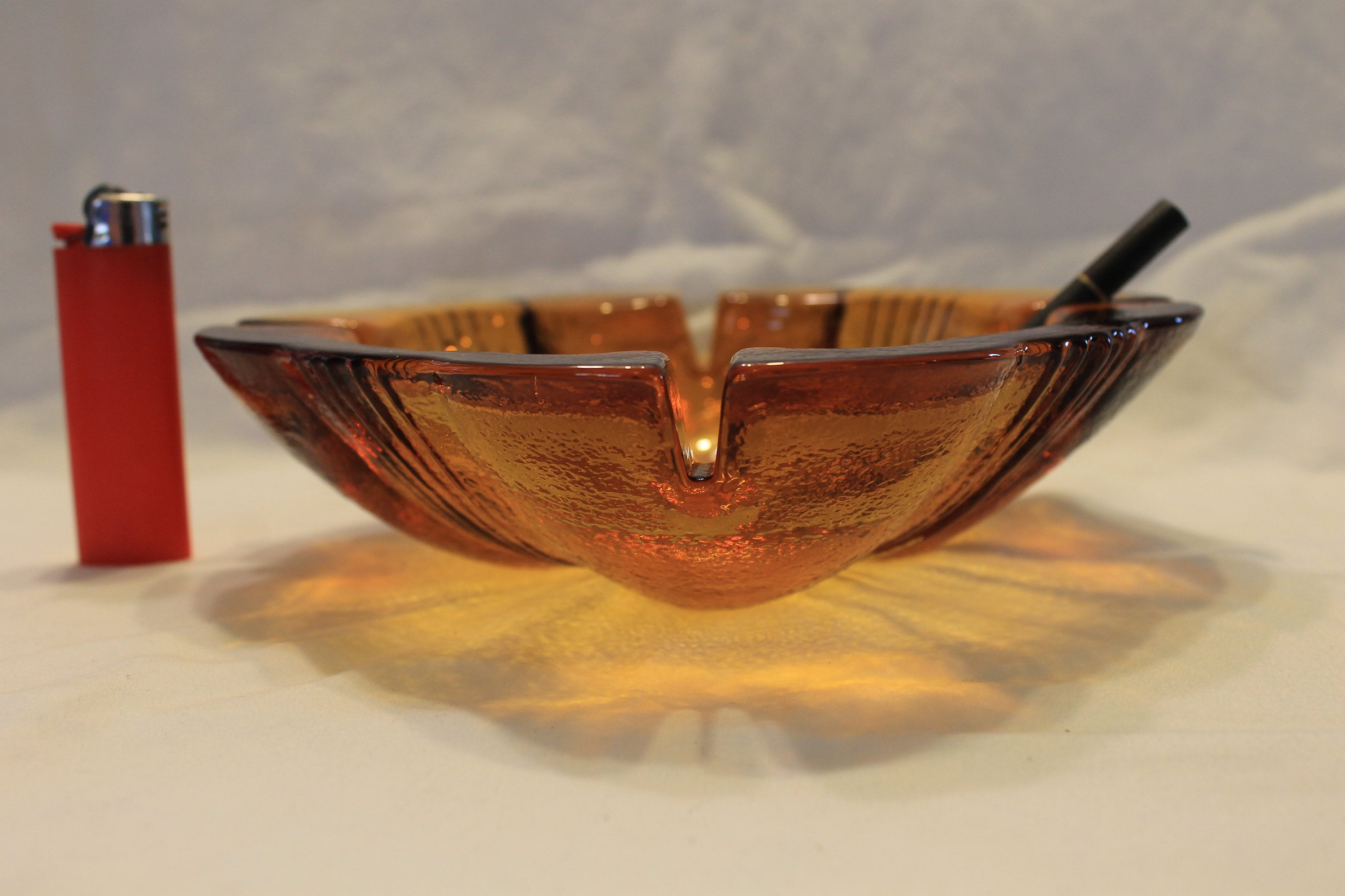 Vintage Amber Glass Ashtray | Etsy