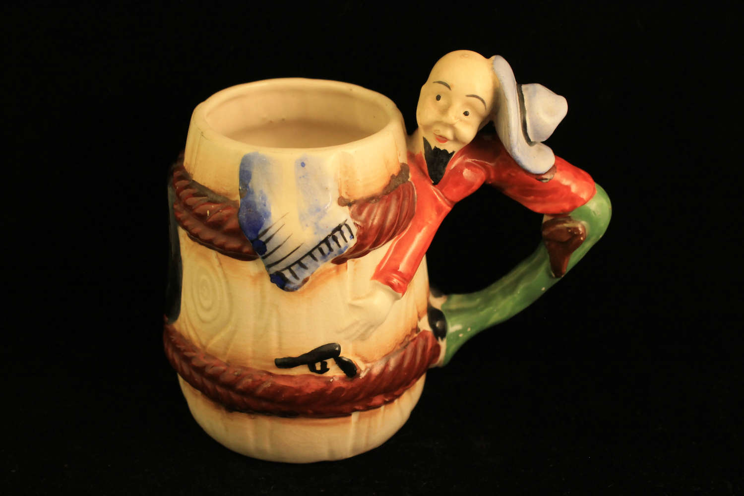Occupied Japan Cowboy Barrel Mug Ceramic Red Shirt Green Pants | Etsy