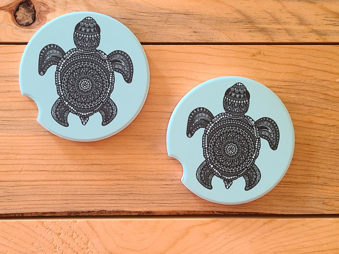Sea Turtle Car Coasters, Fun Car Coasters, Sandstone Car Coasters, Cute ...