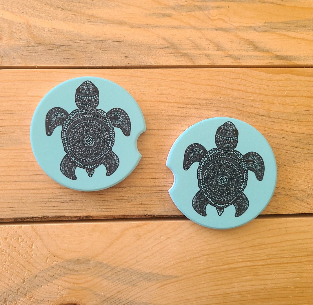 Sea Turtle Car Coasters, Fun Car Coasters, Sandstone Car Coasters, Cute ...
