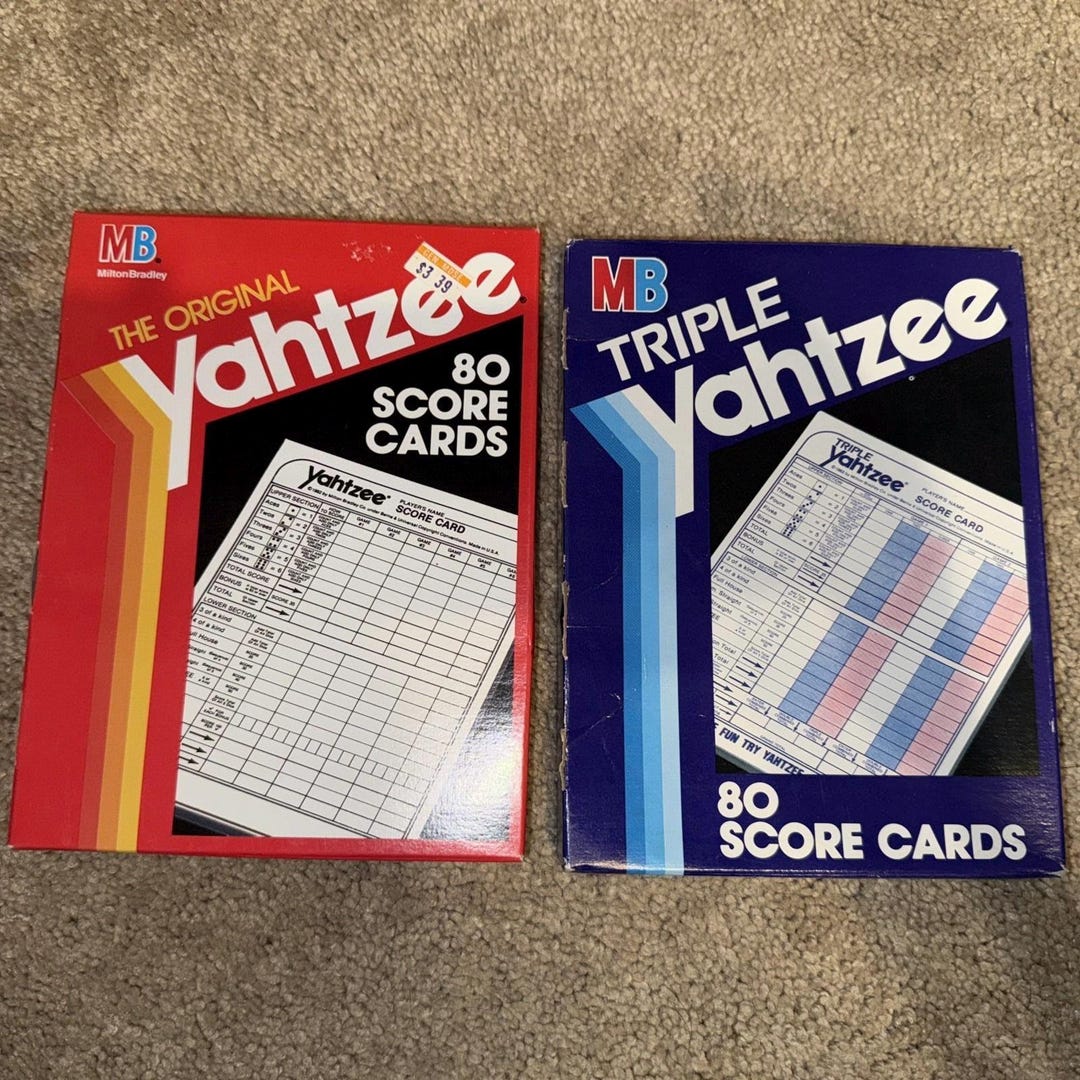 New Vintage MB Triple & Original Yahtzee 80 Score Cards Score Pads ...