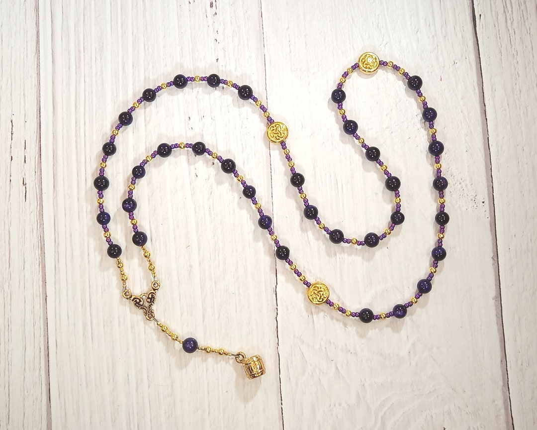 Sucellus Prayer Bead Necklace in Purple Tiger Eye: Gaulish Celtic God ...