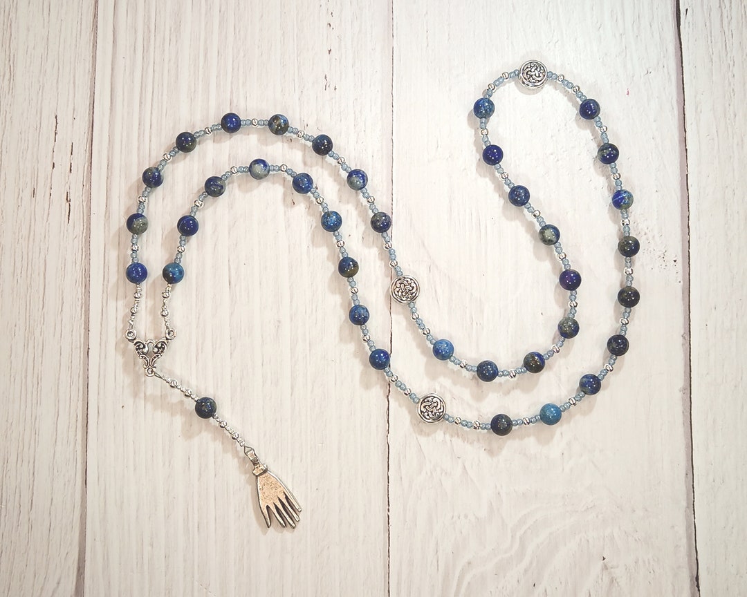 Nuada Prayer Bead Necklace in Sodalite: Irish Celtic God of Battle and Kingship, Sovereignty - Etsy