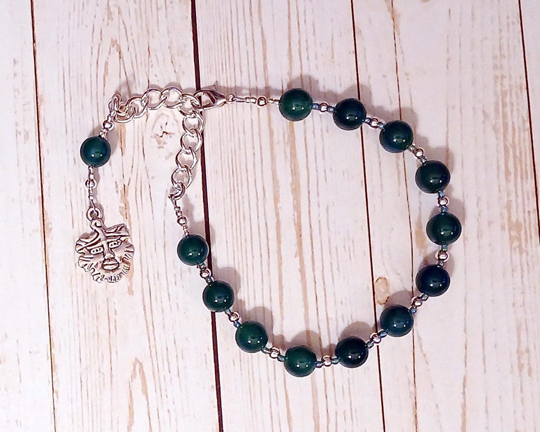 Tapio Prayer Bead Bracelet in Green Agate: Finnish God of the Forest - Etsy