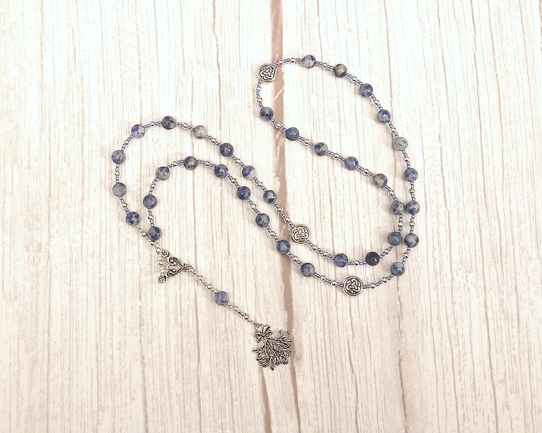 Baldr (baldur, Balder) Prayer Bead Necklace in Blue Spot Agate: Norse ...