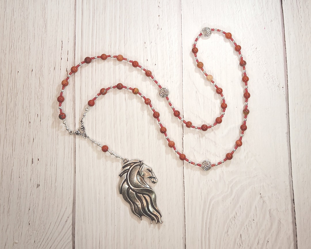 Epona Prayer Bead Necklace in Red Jasper: Gaulish Celtic Goddess of the ...