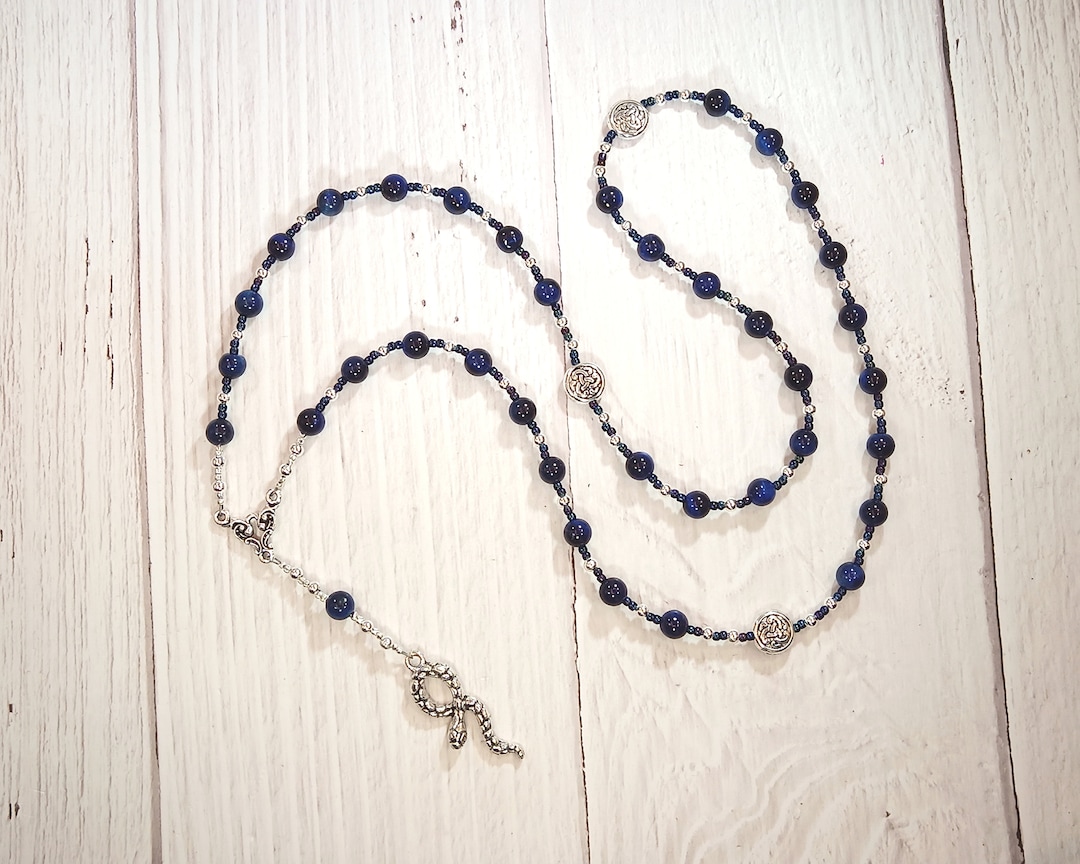 Sirona Prayer Bead Necklace in Blue Tiger Eye: Gaulish Celtic Healing ...
