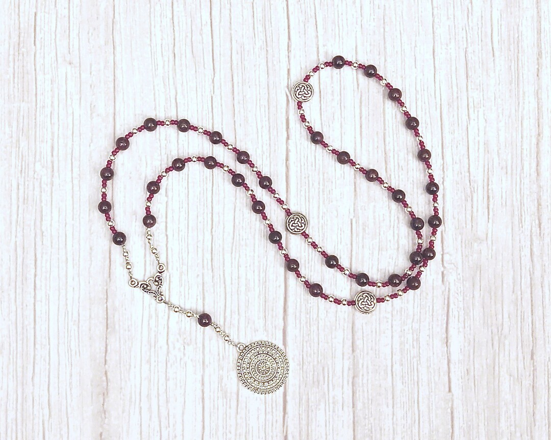 Hlin Prayer Bead Necklace in Garnet: Norse Protector Goddess, Companion ...