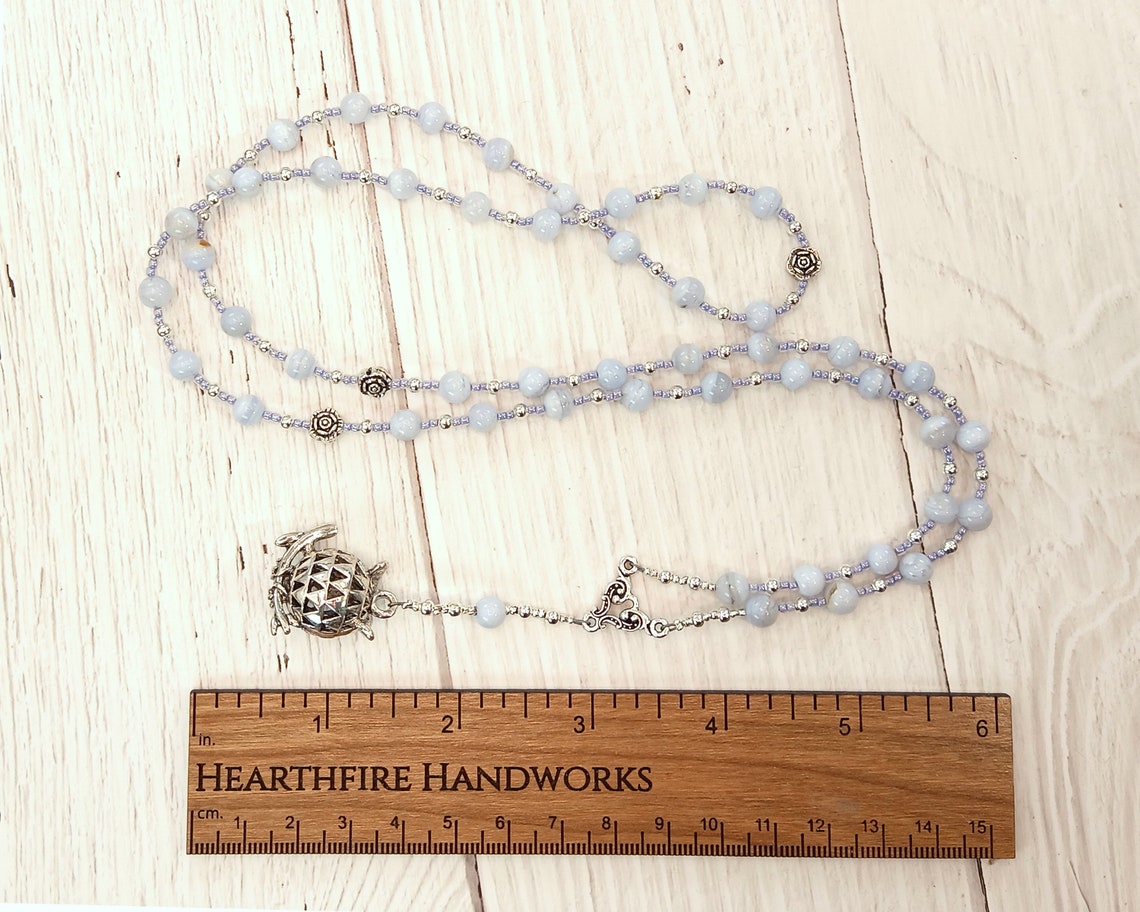 Athena Prayer Bead Necklace in Blue Lace Agate: Greek Goddess of Wisdom ...