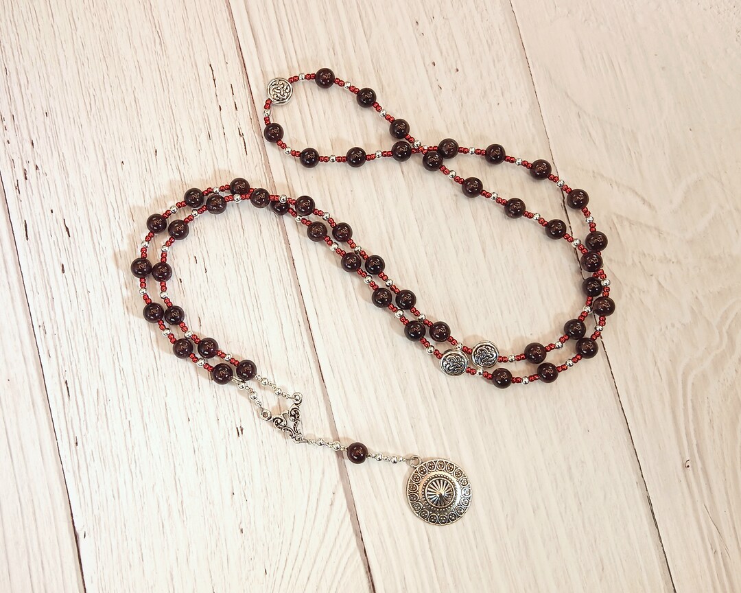 Ares Prayer Bead Necklace in Garnet: Greek God of War, Battle, Courage ...