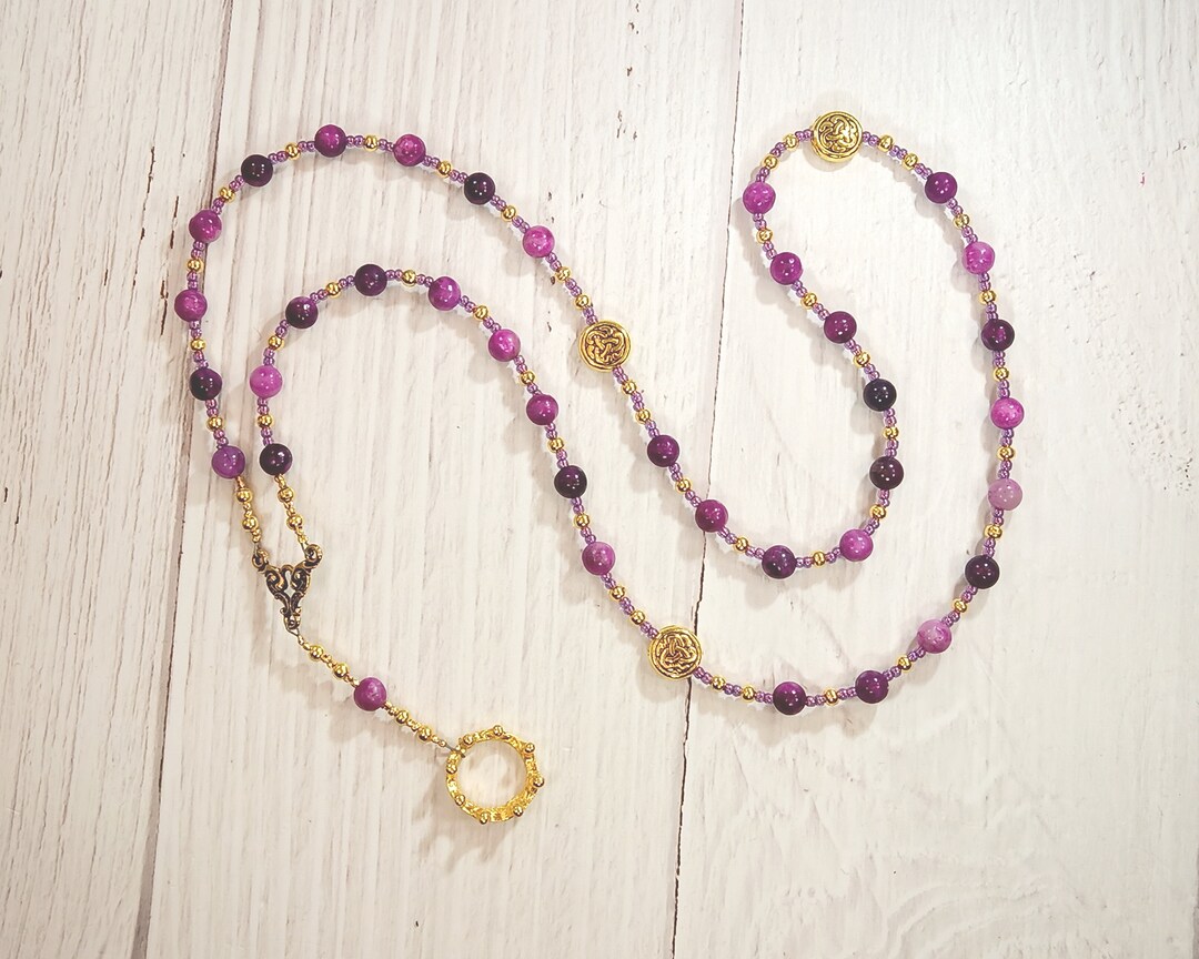 Medb (maeve) Prayer Bead Necklace in Purple Jasper: Irish Celtic ...