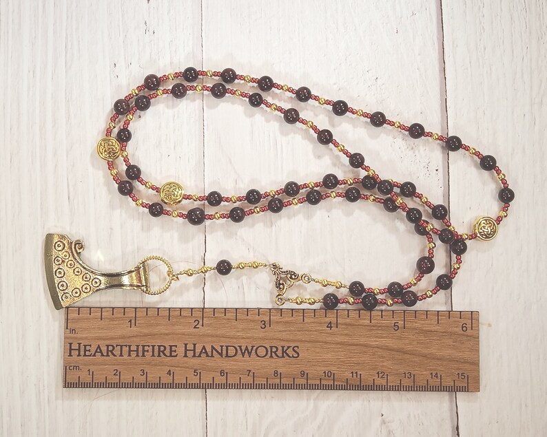 Perun Prayer Bead Necklace in Garnet: Slavic God of Thunder, Fertility ...