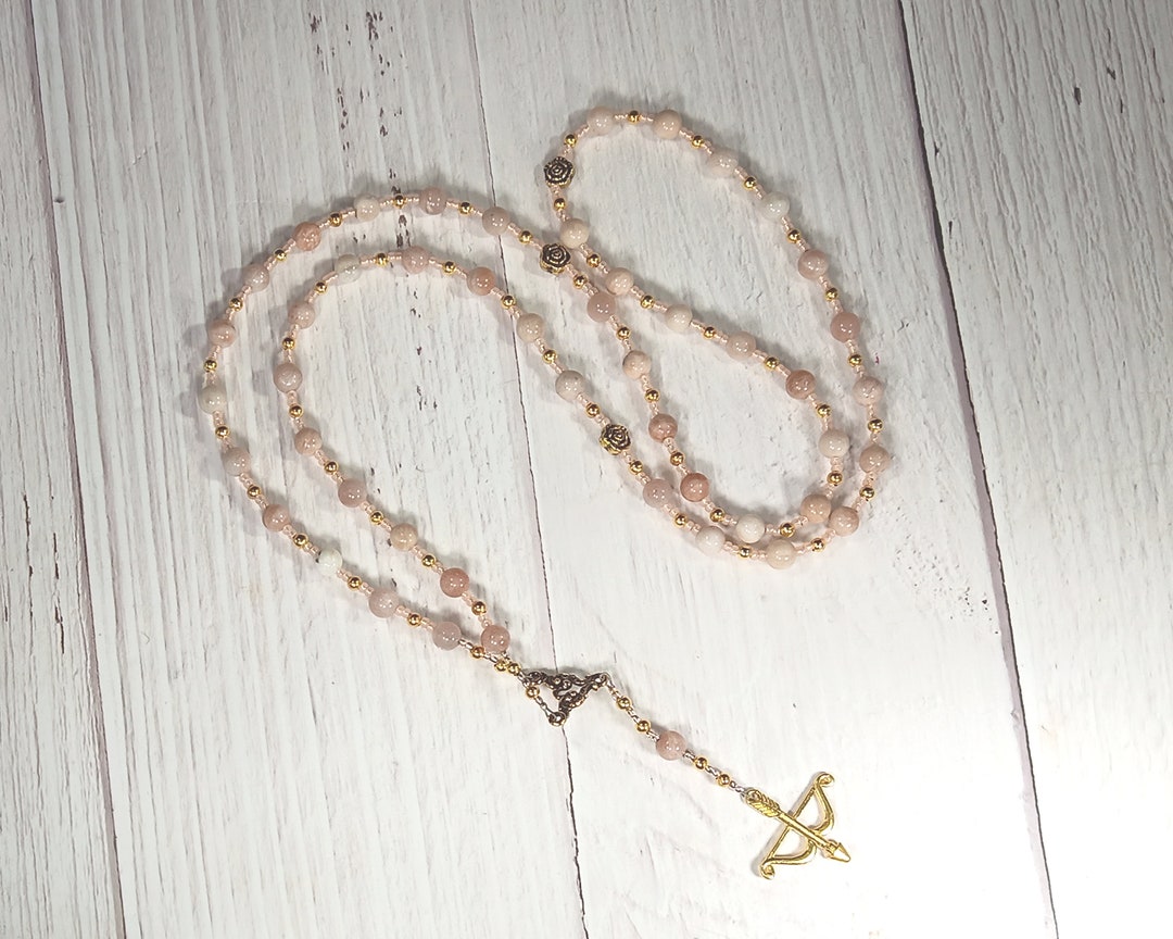 Apollo Prayer Bead Necklace in Peach Sunstone: Greek God of Music and ...