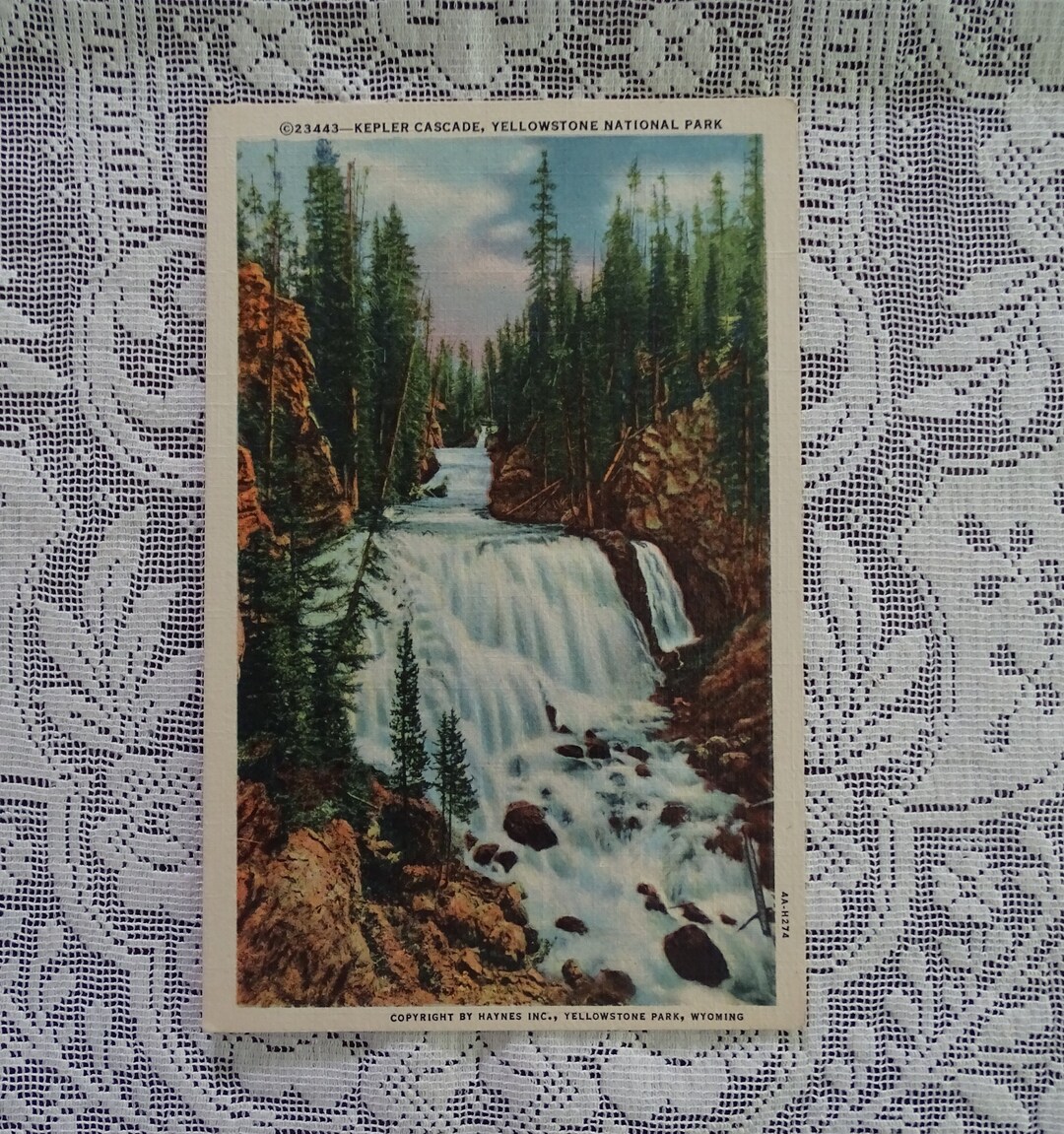 Vintage Waterfall Postcard Kepler Cascade Yellowstone Park F - Etsy