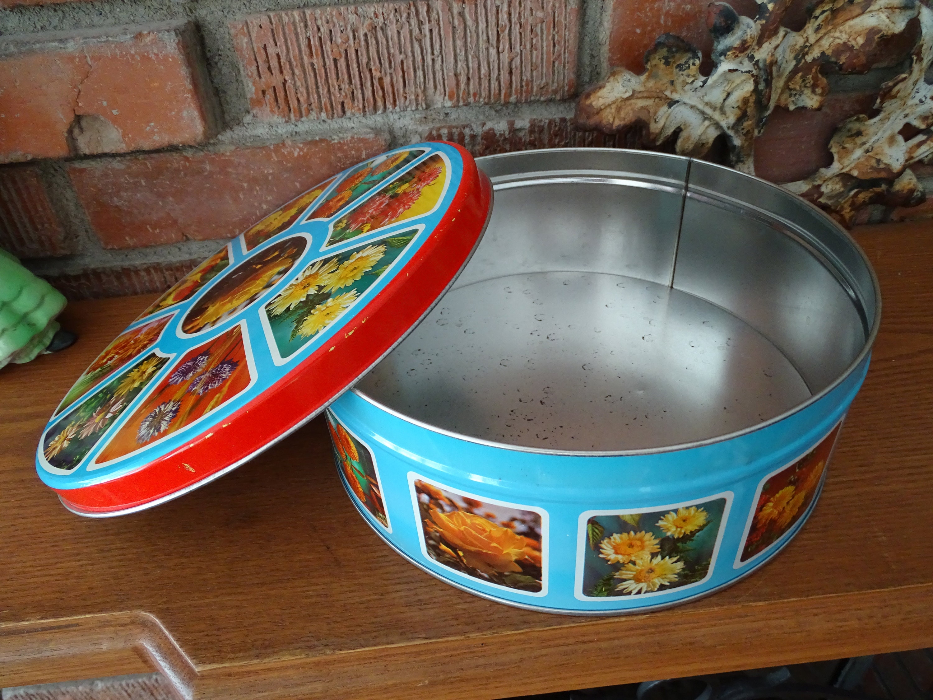 Vintage Flowered Decorative Tin Large Round Tin Box 9 - Etsy
