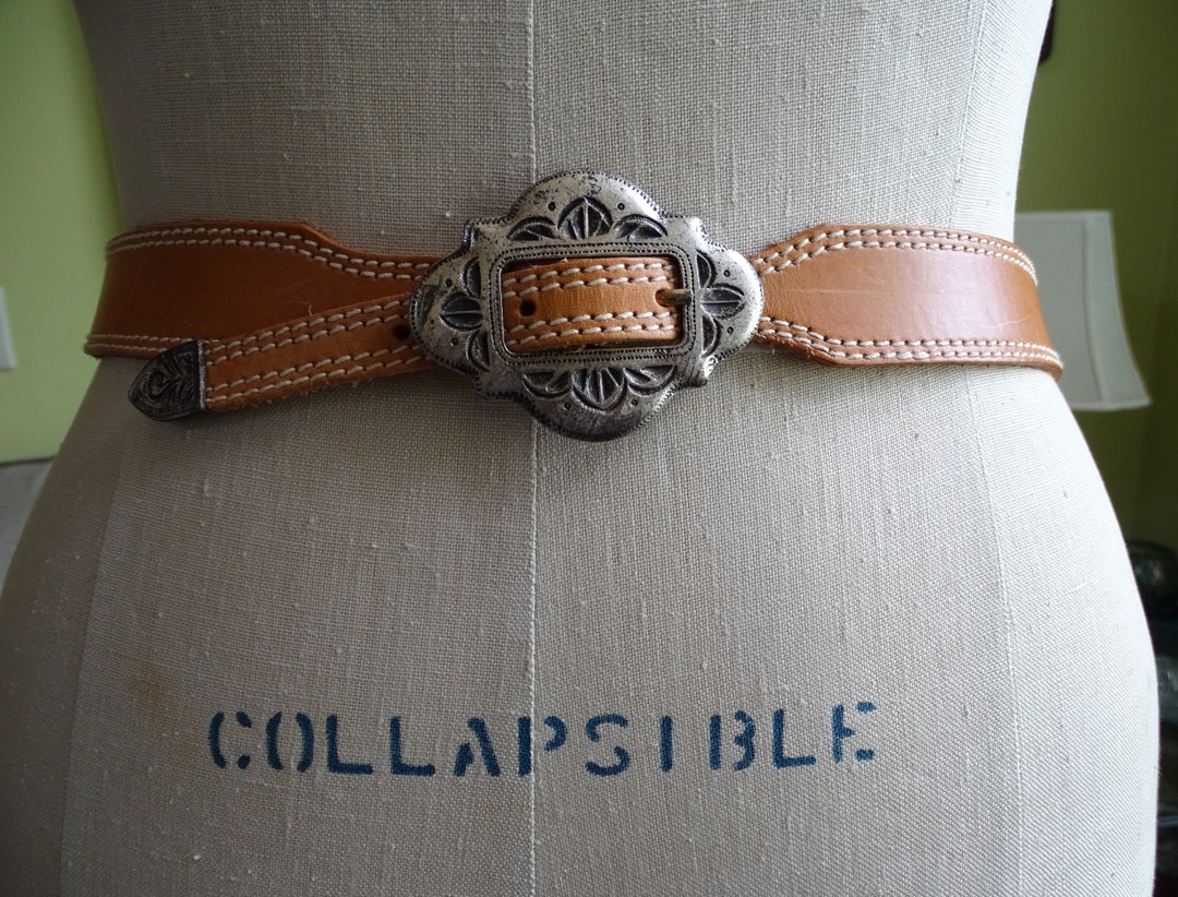 Vintage Leather Belt, Liz Claiborne Large Ladies Belt, 38 Tan Leather ...
