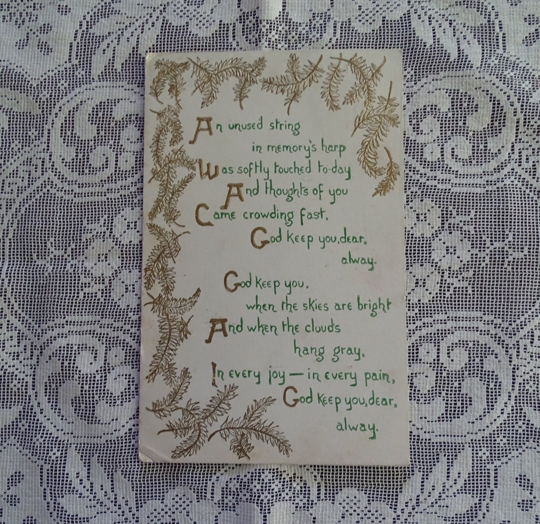 Antique 1909 Post Card, Unused String Poem, Early 1900's Greeting Card ...
