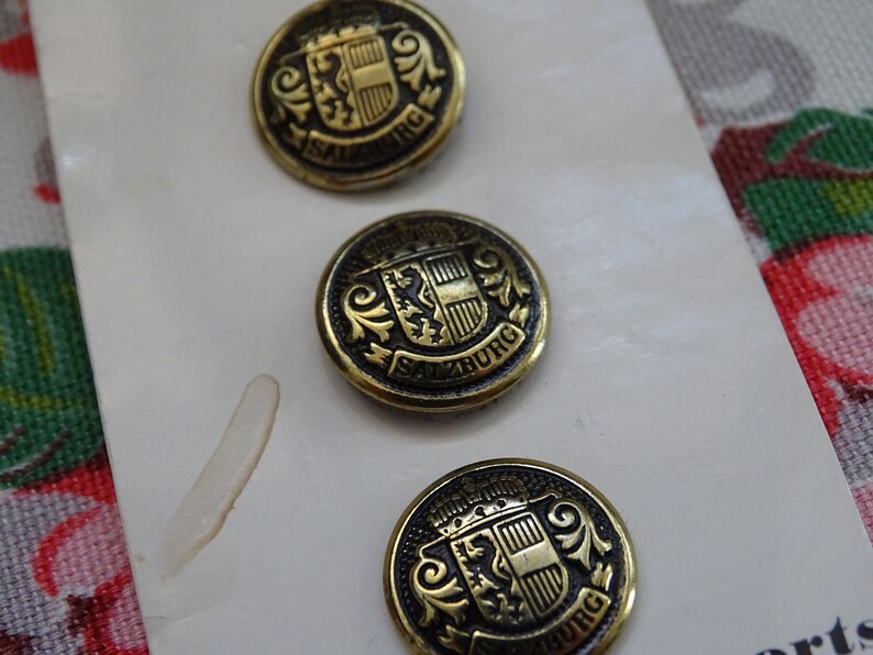 Vintage Salzburg Shield Buttons Set of 4 Metal Fasteners - Etsy