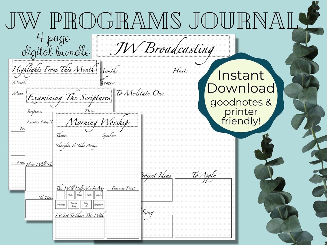 JW Broadcast Journal | Spiritual Program Planner (digital Download) - Etsy