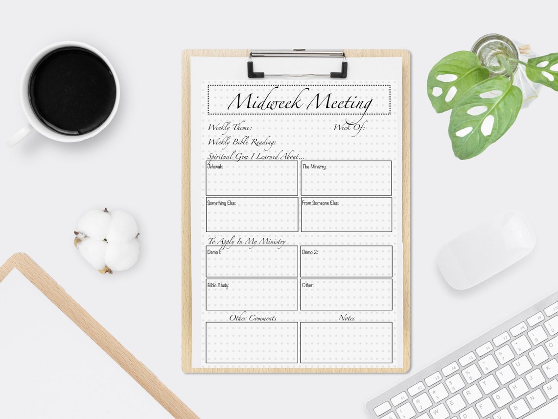 JW Weekly Meeting Sheets Weekend & Midweek Meeting Journal - Etsy