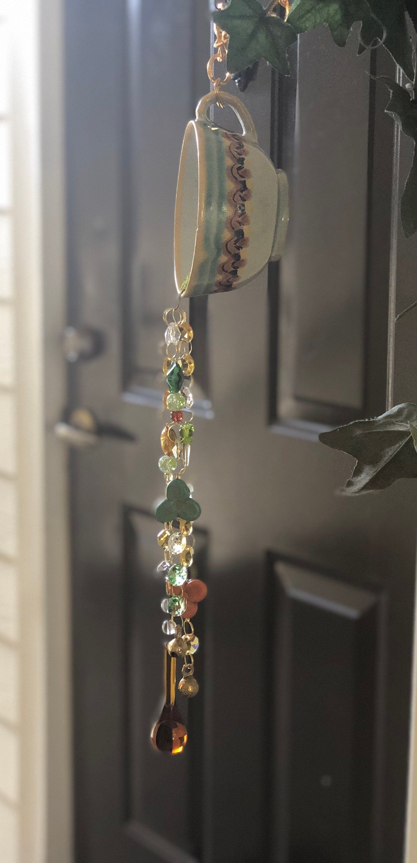 Mexican Pottery Mug Crystal Wind Chime, Crystal Sun Catcher, Memorial ...